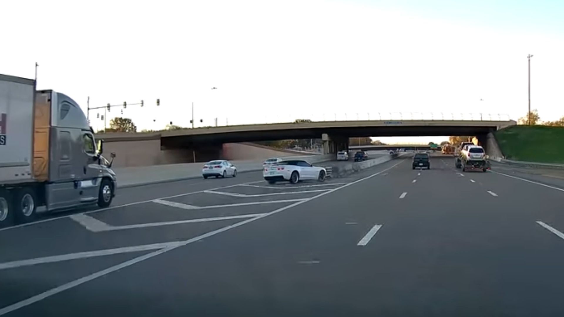 Camaro Driver Wrecks Trying To Exit Freeway Late