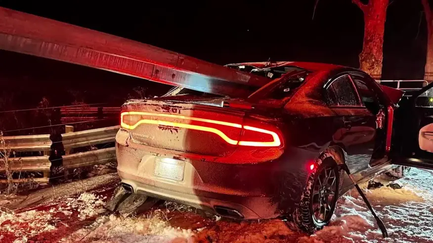 Dodge Charger Takes A Railing