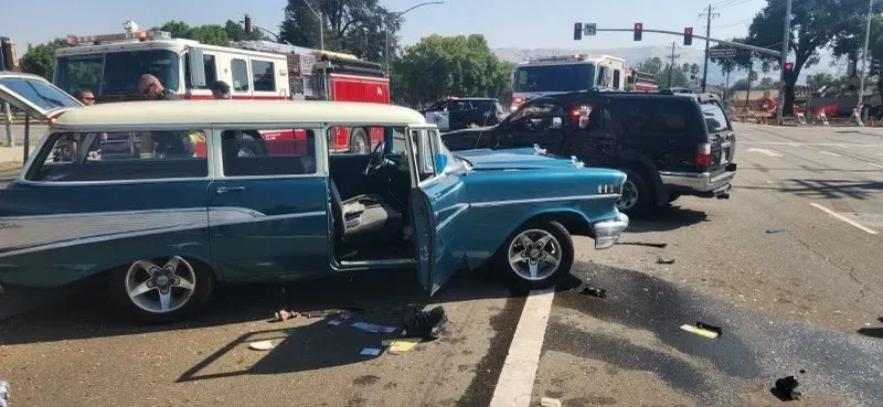 Collision Between Vintage Chevy and SUV in Morgan Hill