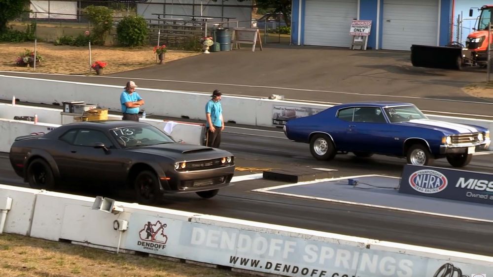 Watch A 2018 Dodge Challenger SRT Demon Drag Race Classic Muscle Cars