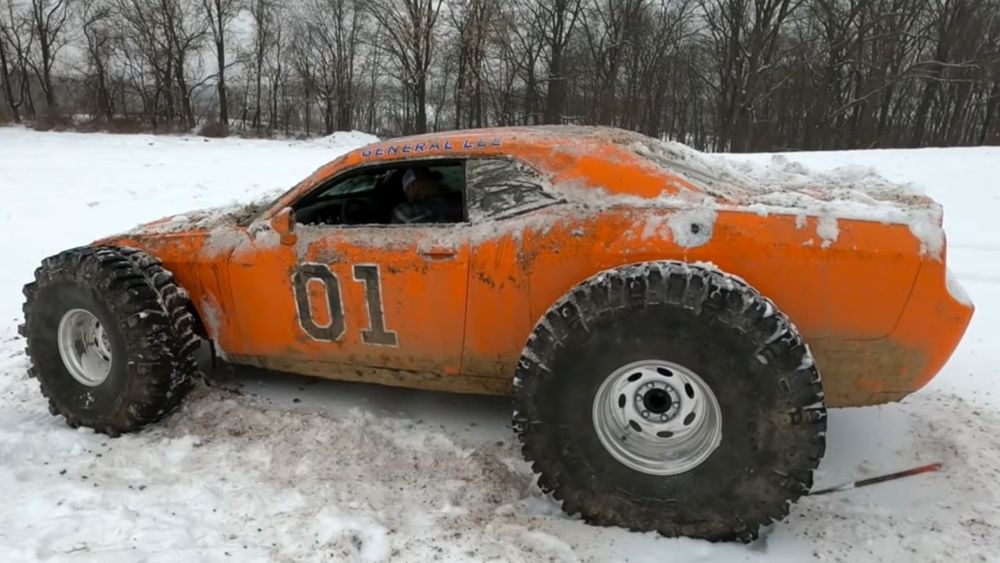 Dodge Challenger Rolls Hard In Snow