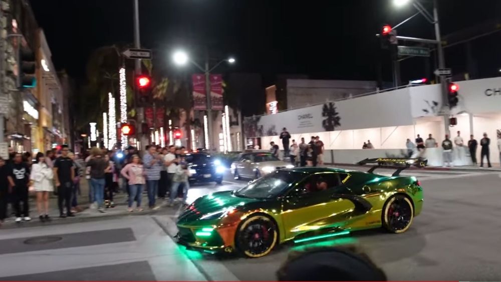 Supercars And Muscle Cars Street Race In Beverly Hills