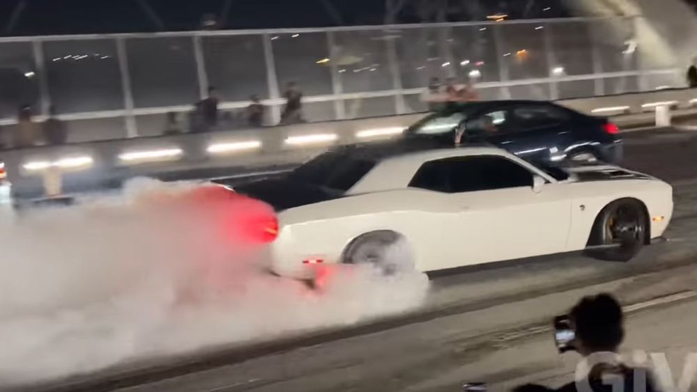 Los Angeles Street Takeover Ends With Hellcat Crash