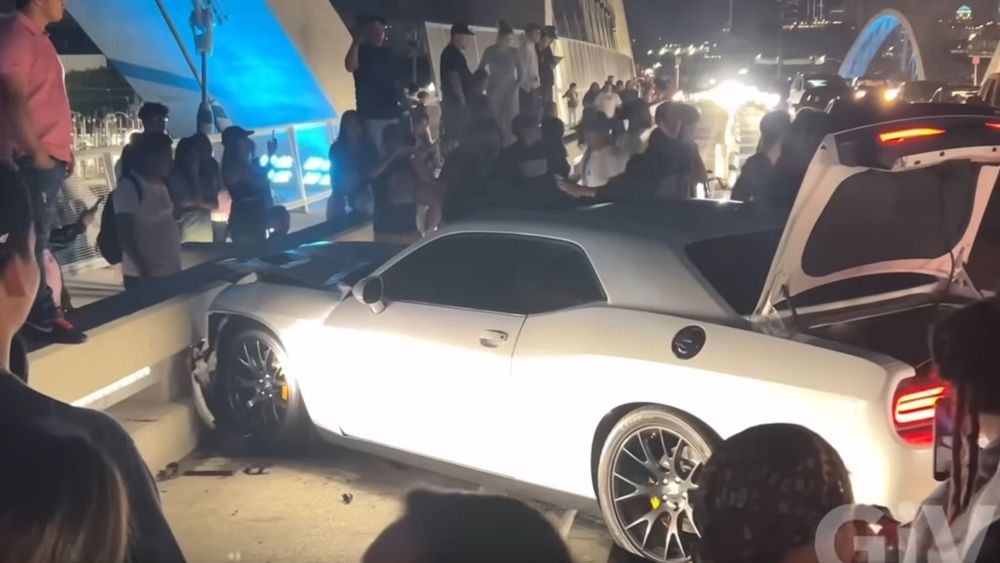 Los Angeles Street Takeover Ends With Hellcat Crash