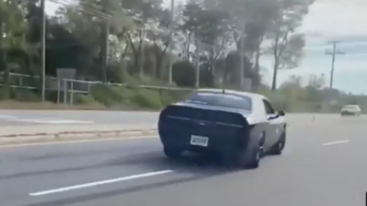 Hellcat Driver Loses Control Showing Off For Crowd