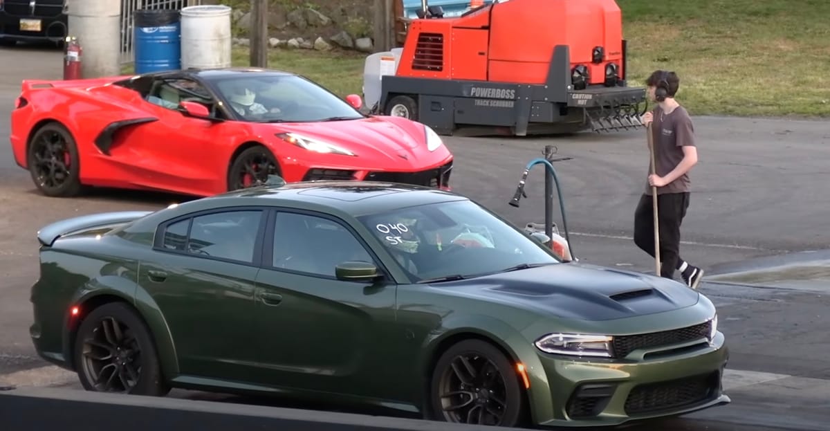 Hellcat Takes On C8 Corvette In A Battle Of GM Vs Mopar