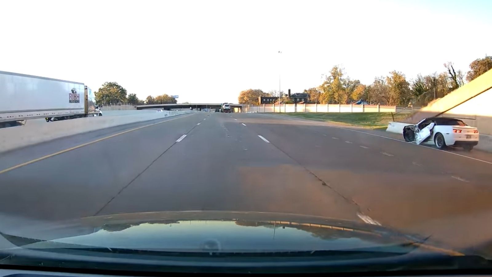 Camaro Driver Wrecks Trying To Exit Freeway Late