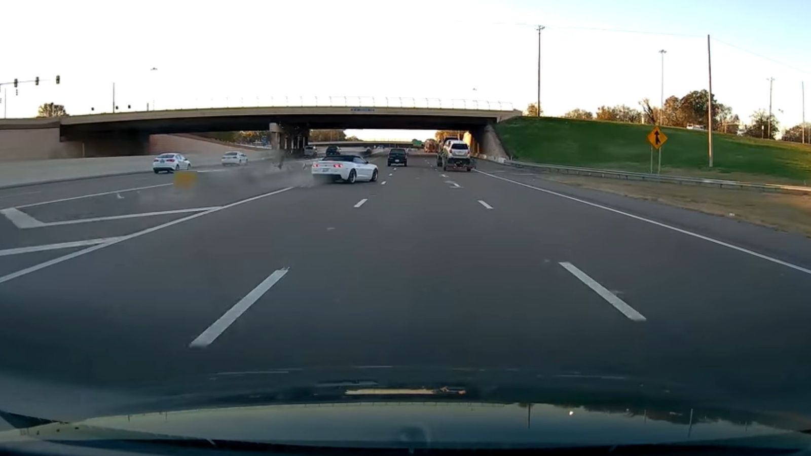 Camaro Driver Wrecks Trying To Exit Freeway Late