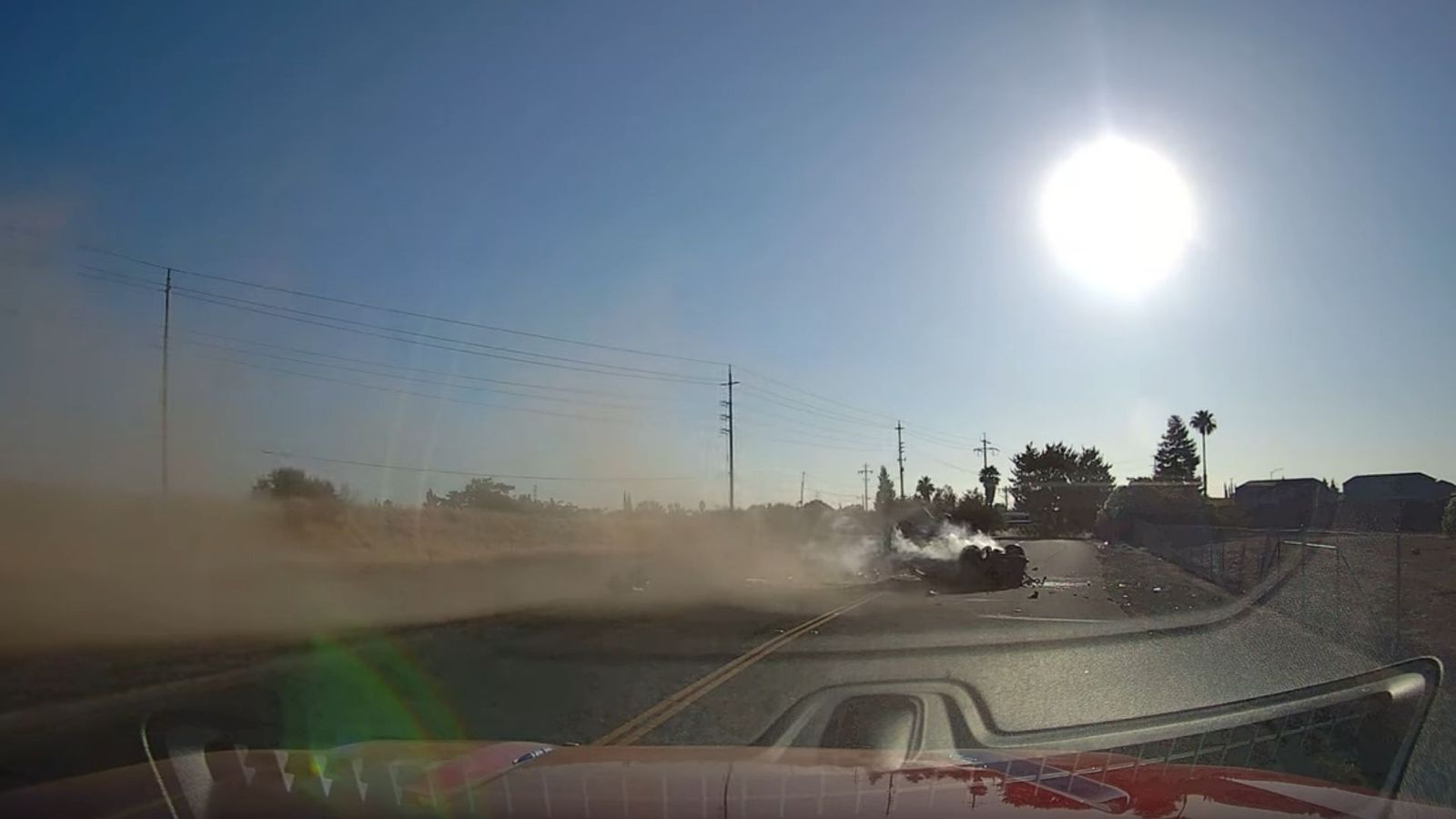 Car Goes Flying Off California Freeway
