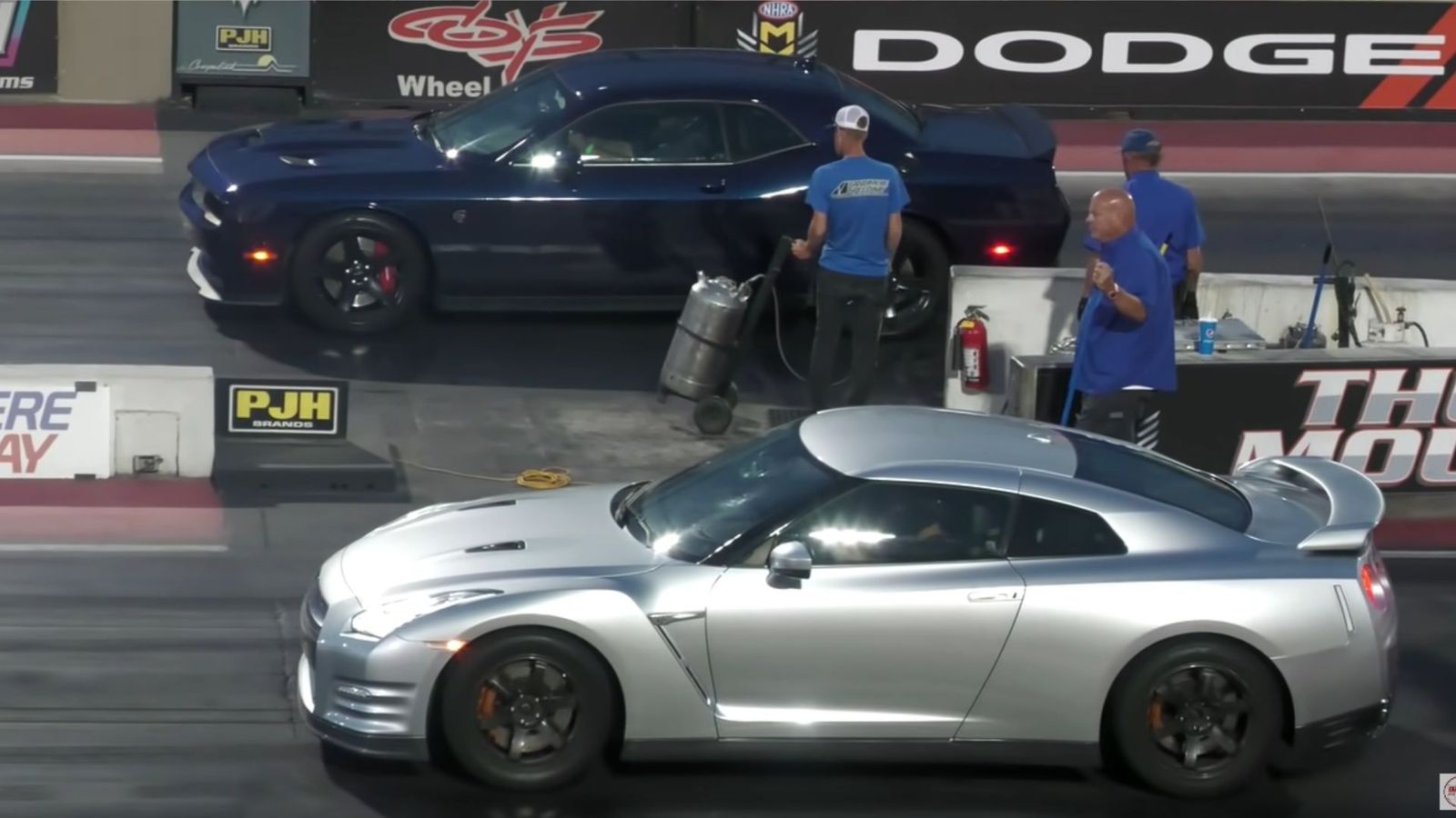 Dodge Hellcats Race Nissan GT-Rs