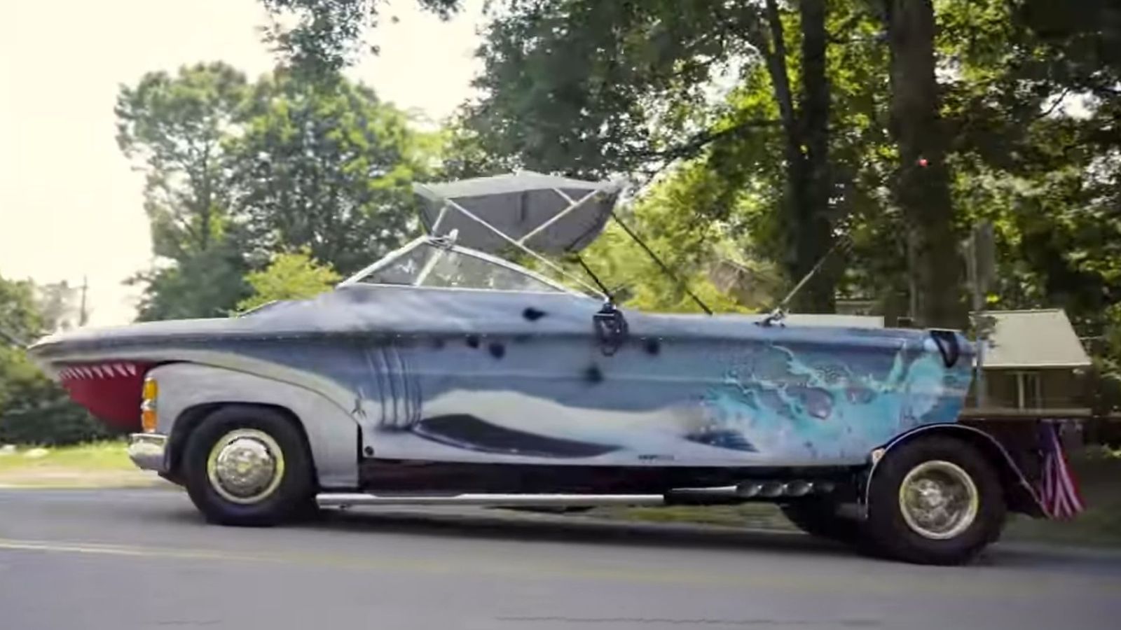 Guy Transforms His Chevy Truck Into A Shark Car