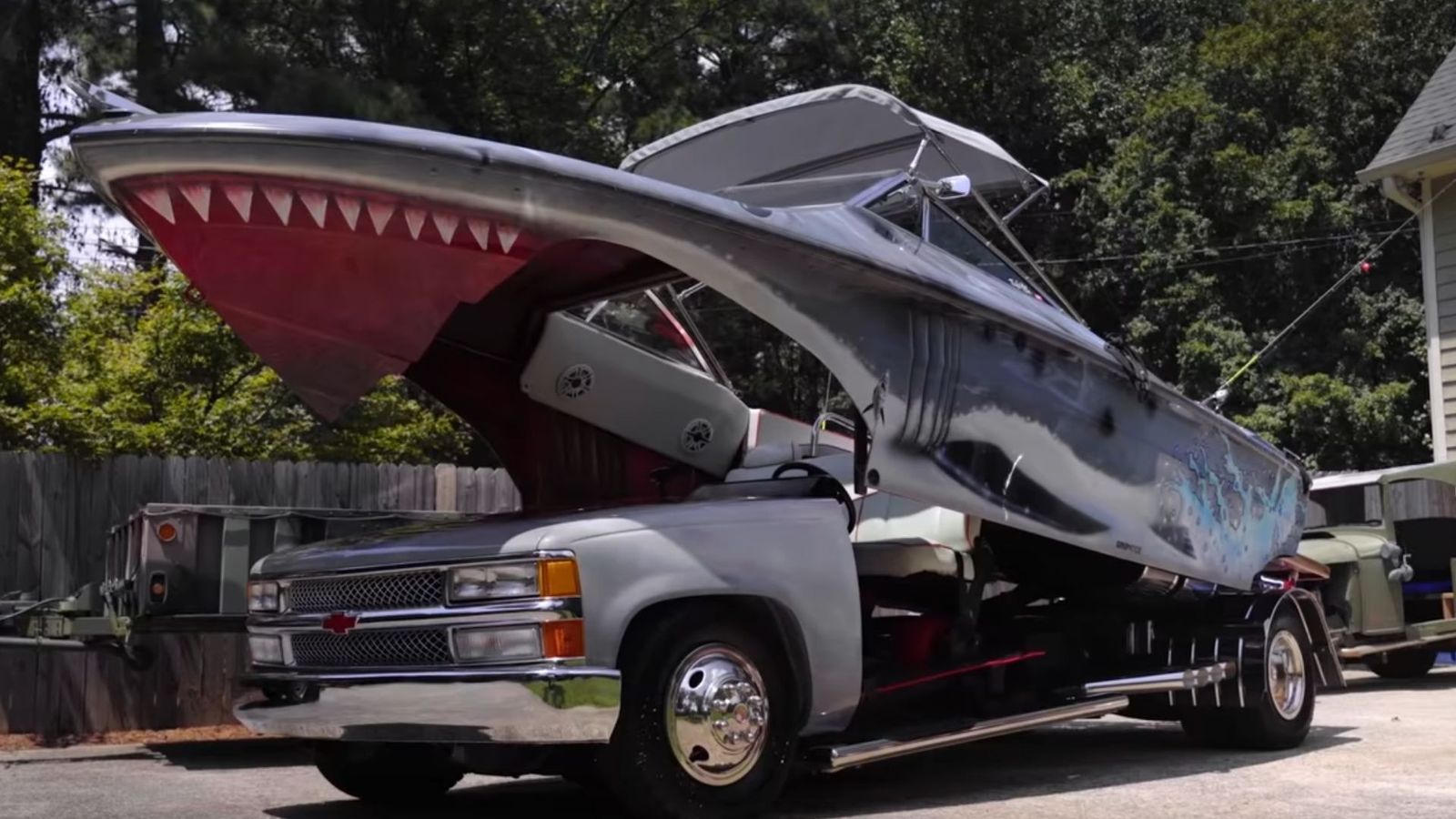 Guy Transforms His Chevy Truck Into A Shark Car
